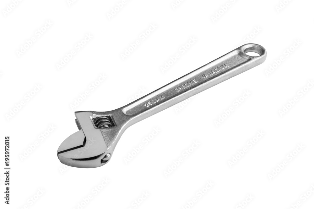 Adjustable wrench isolated on white background. Sliding wrench isolated ...