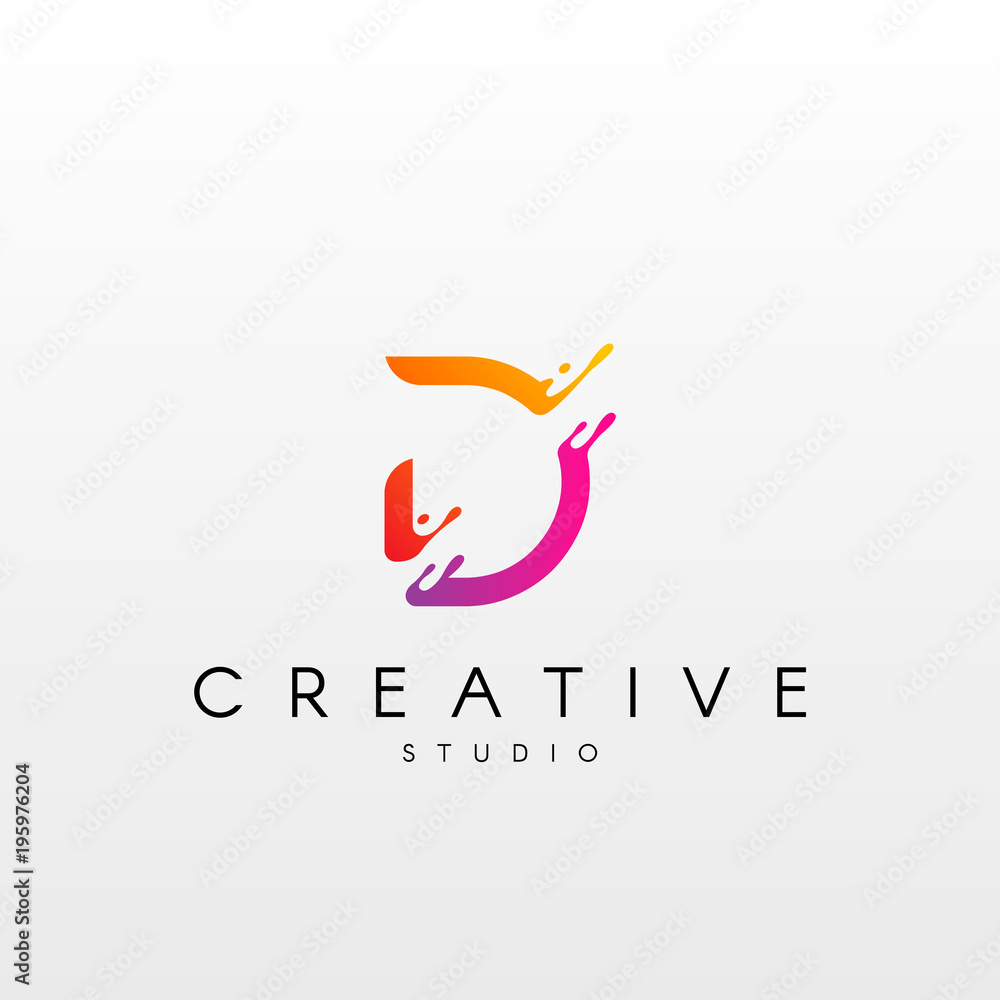 Dynamic Letter D Logo. Logo Design with Dynamic Splash Liquid. Stock ...