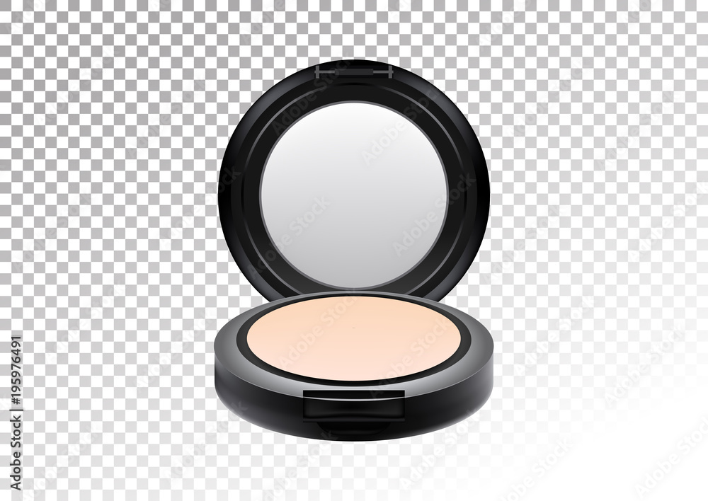 Cosmetic realistic plastic black compact mineral powder. Cosmetic ...