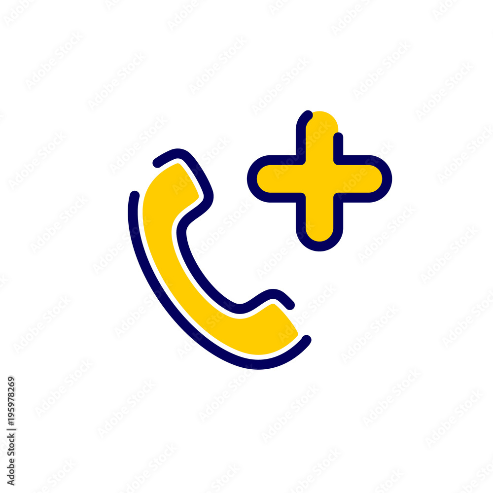 Call icon with add sign. Call icon and new, plus, positive concept ...