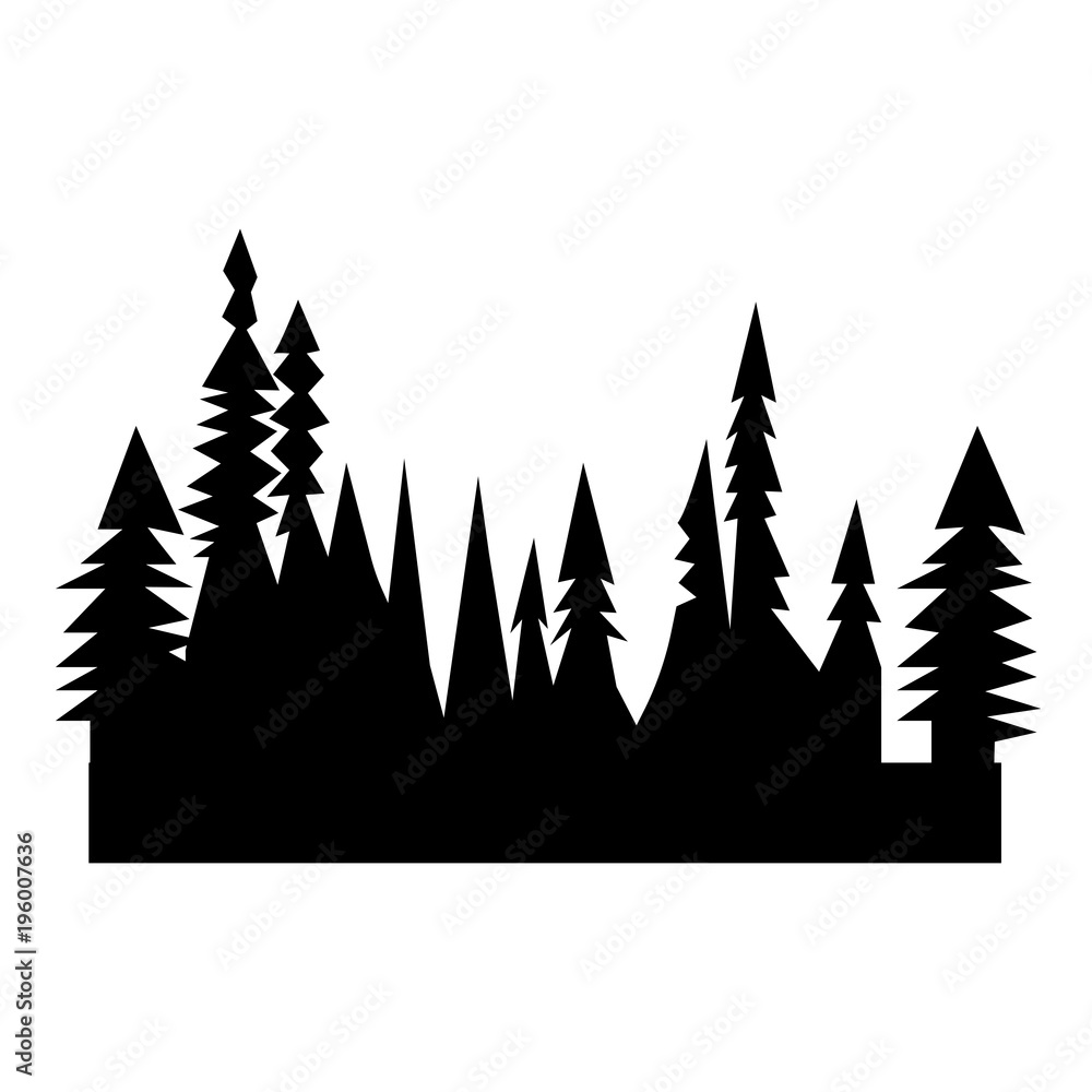 black treeline silhouette on white background Stock Vector | Adobe Stock