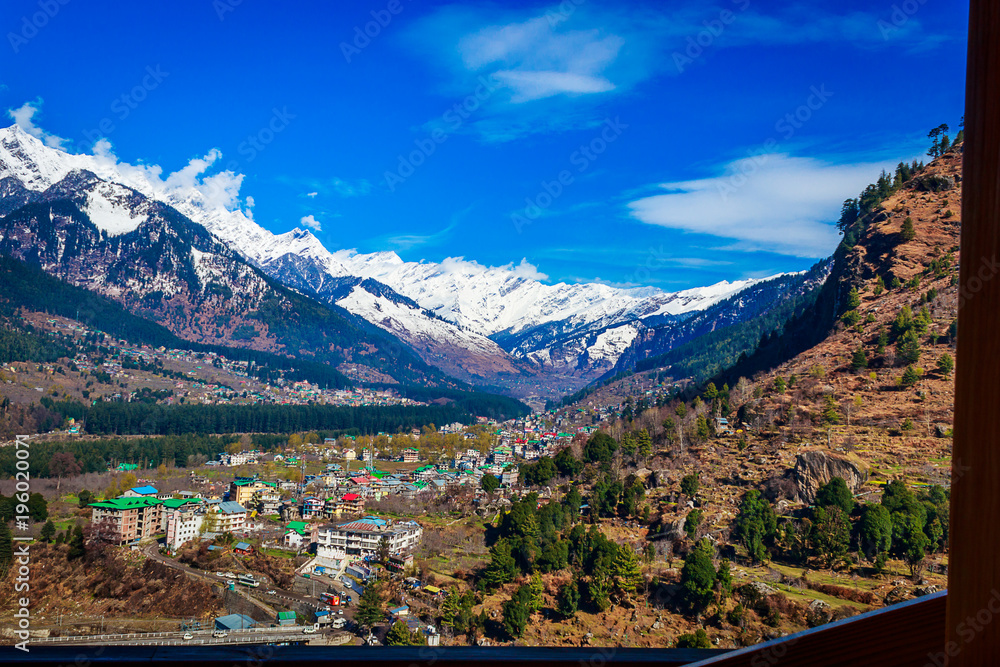 View of Manali situated at a height of 6260 feet above sea level,it is ...
