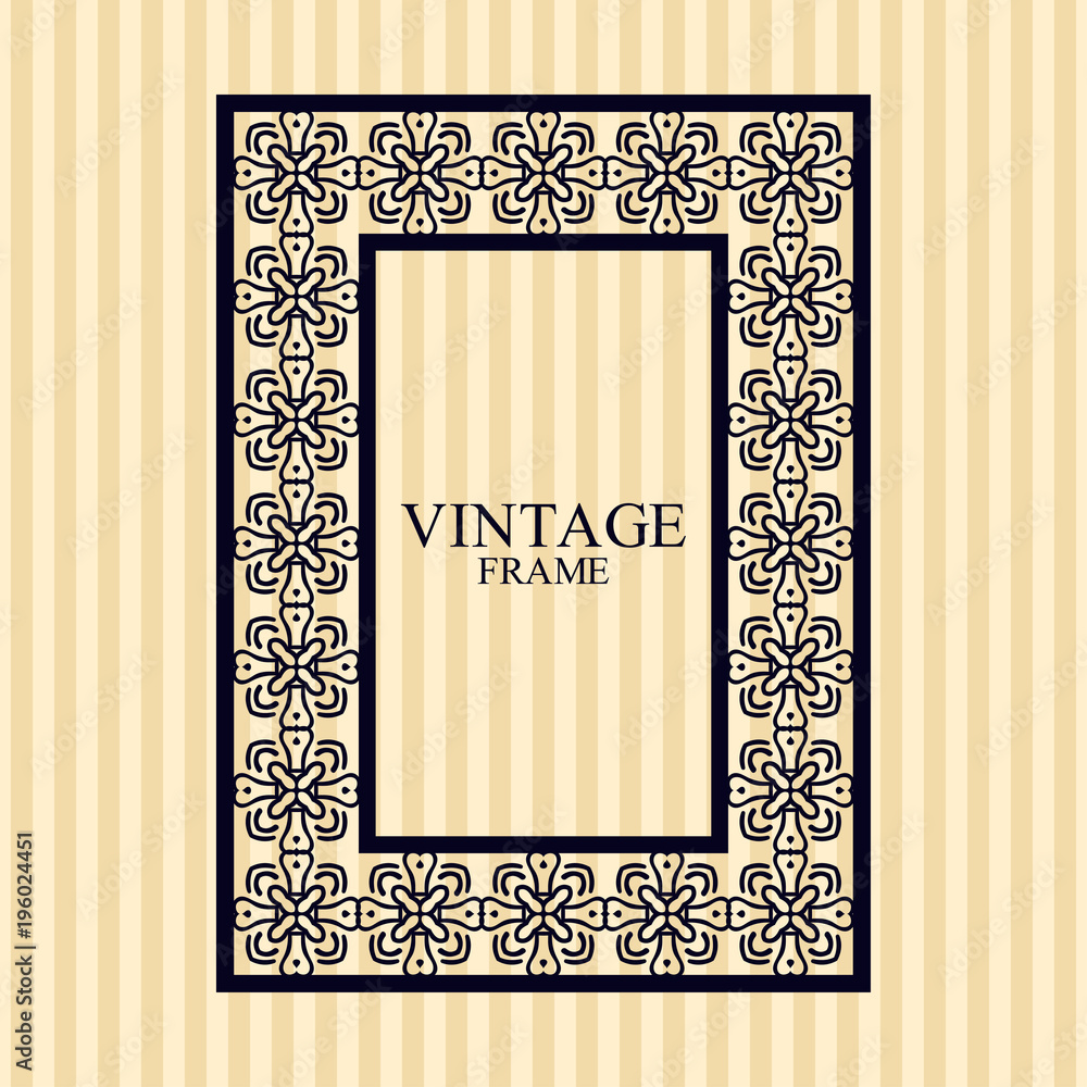 Vintage border frame with retro ornamental pattern. Template for design ...