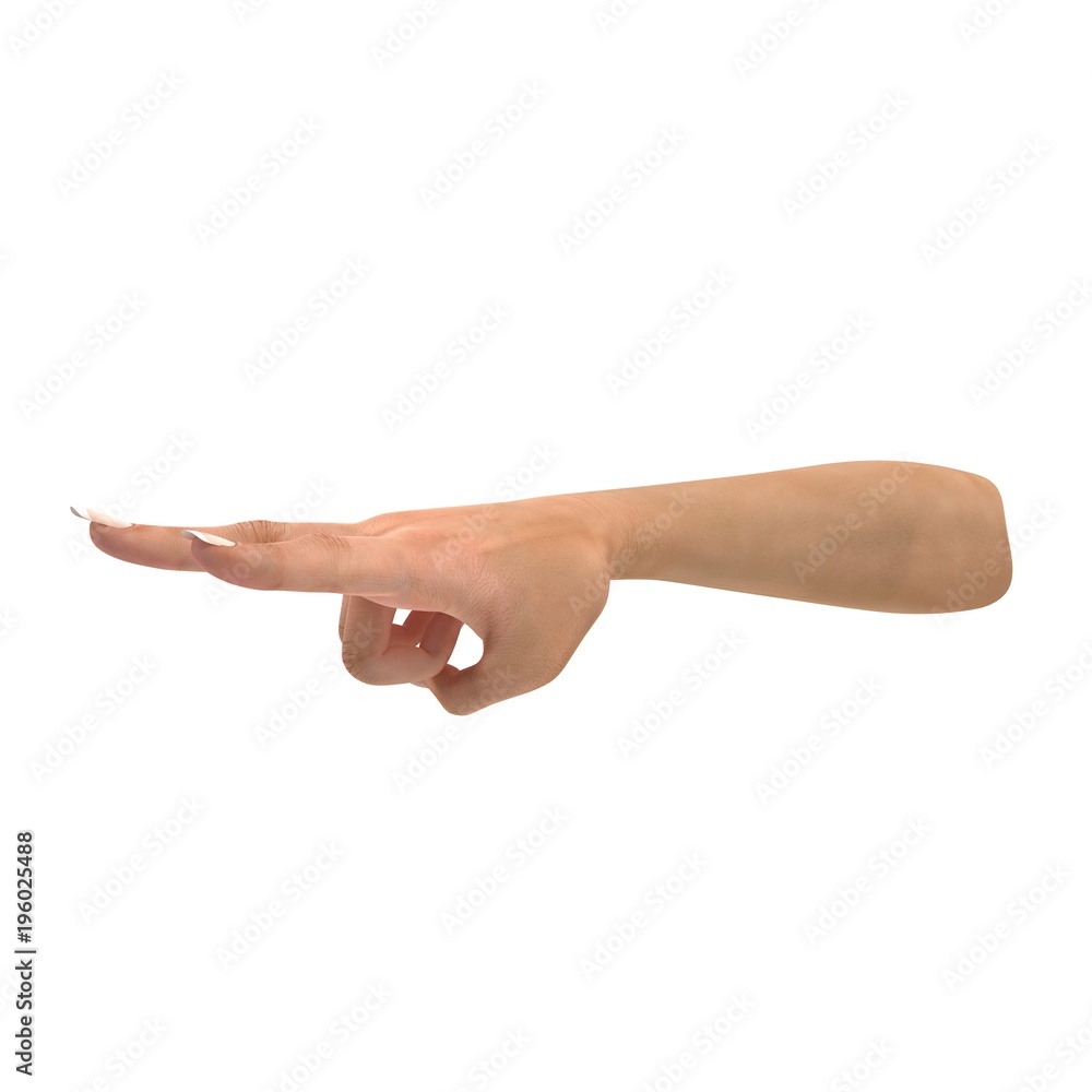 Female Devil hand sign on white. Side view. 3D illustration Stock ...