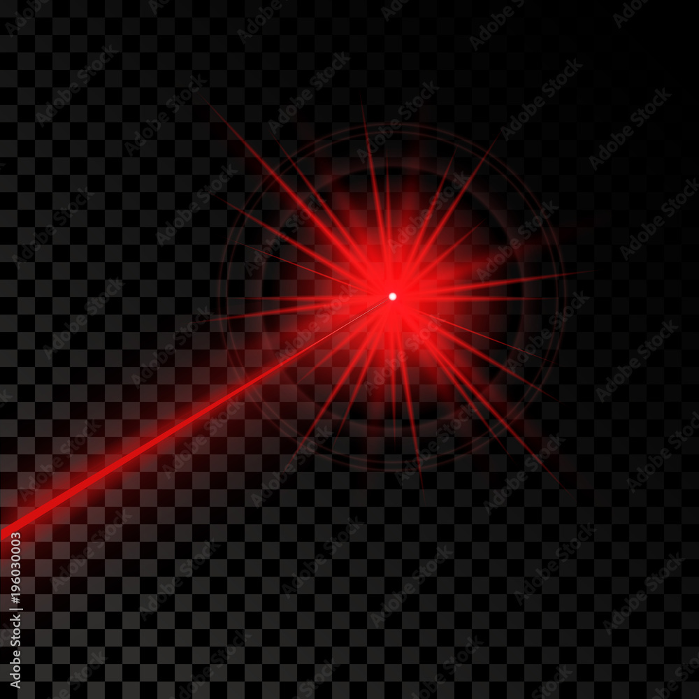 Red laser beam on transparent black background. Stock Vector | Adobe Stock