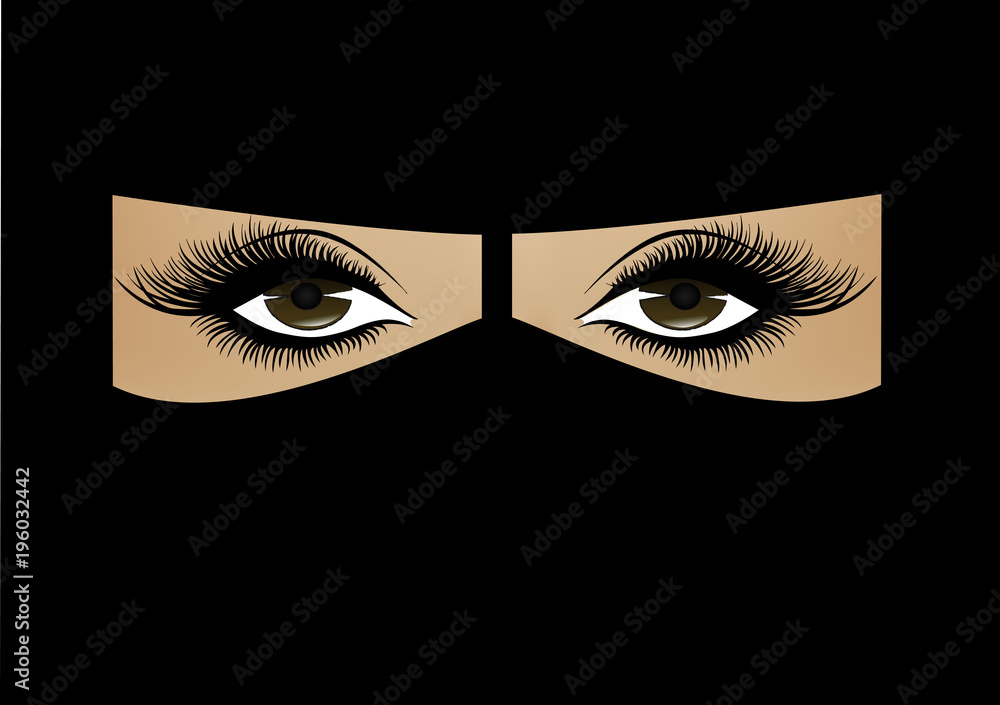 beautiful Muslim woman face in hijab close-up on a full frame ...