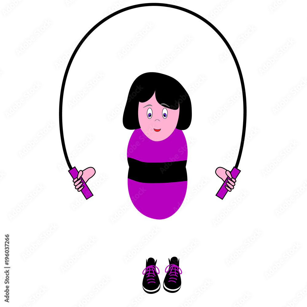 smiling sporty cartoon girl in a corset belt jumping rope Stock Vector ...