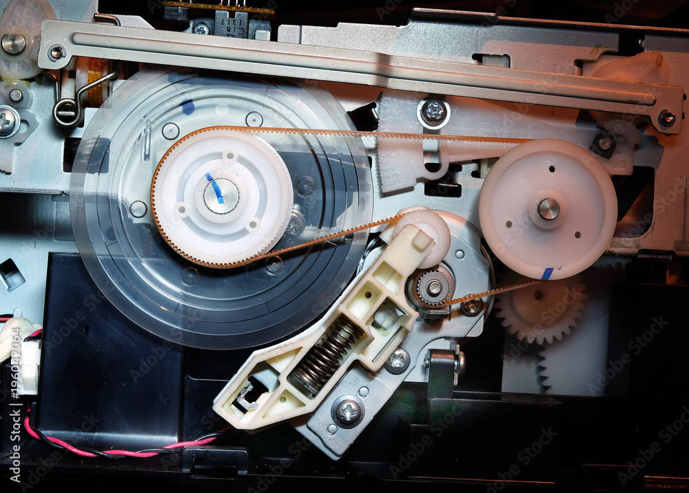 Gears, cogs and drive mechanism in modern inkjet printer. Stock Photo ...