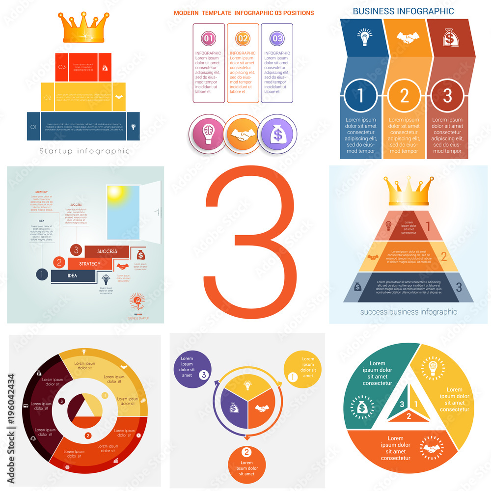 Set universal templates elements Infographics conceptual cyclic ...