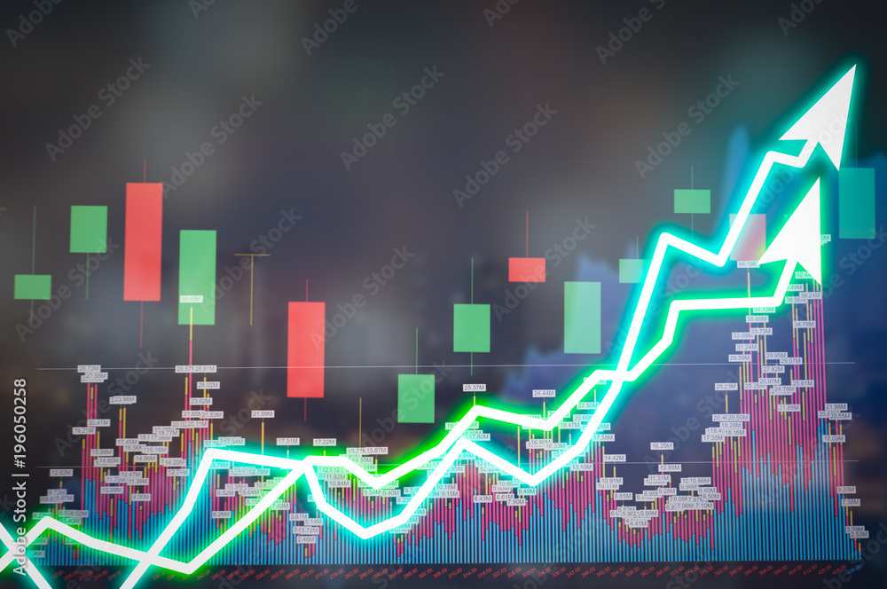 Stock market digital graph chart on LED display concept. A large ...