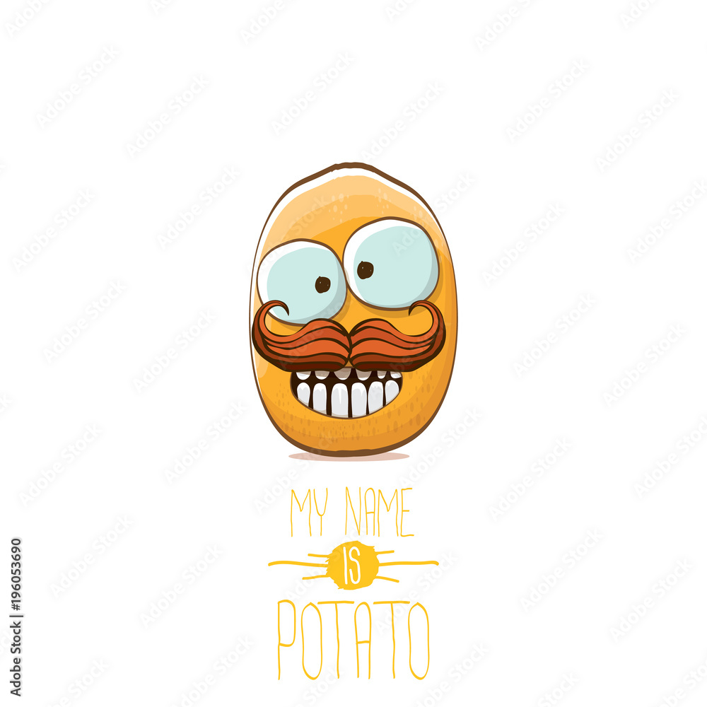 vector funny cartoon cute tiny potato character isolated on white ...