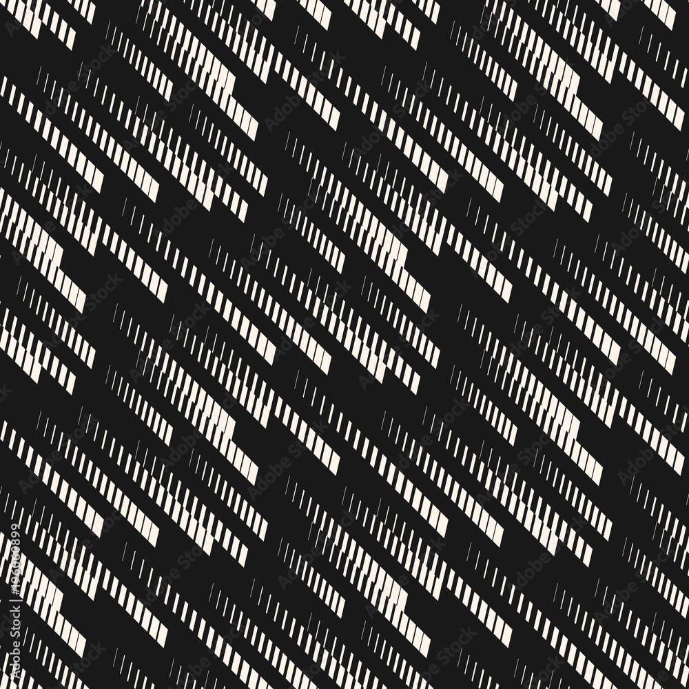 Abstract geometric seamless pattern with diagonal fading lines, tracks, halftone stripes ...