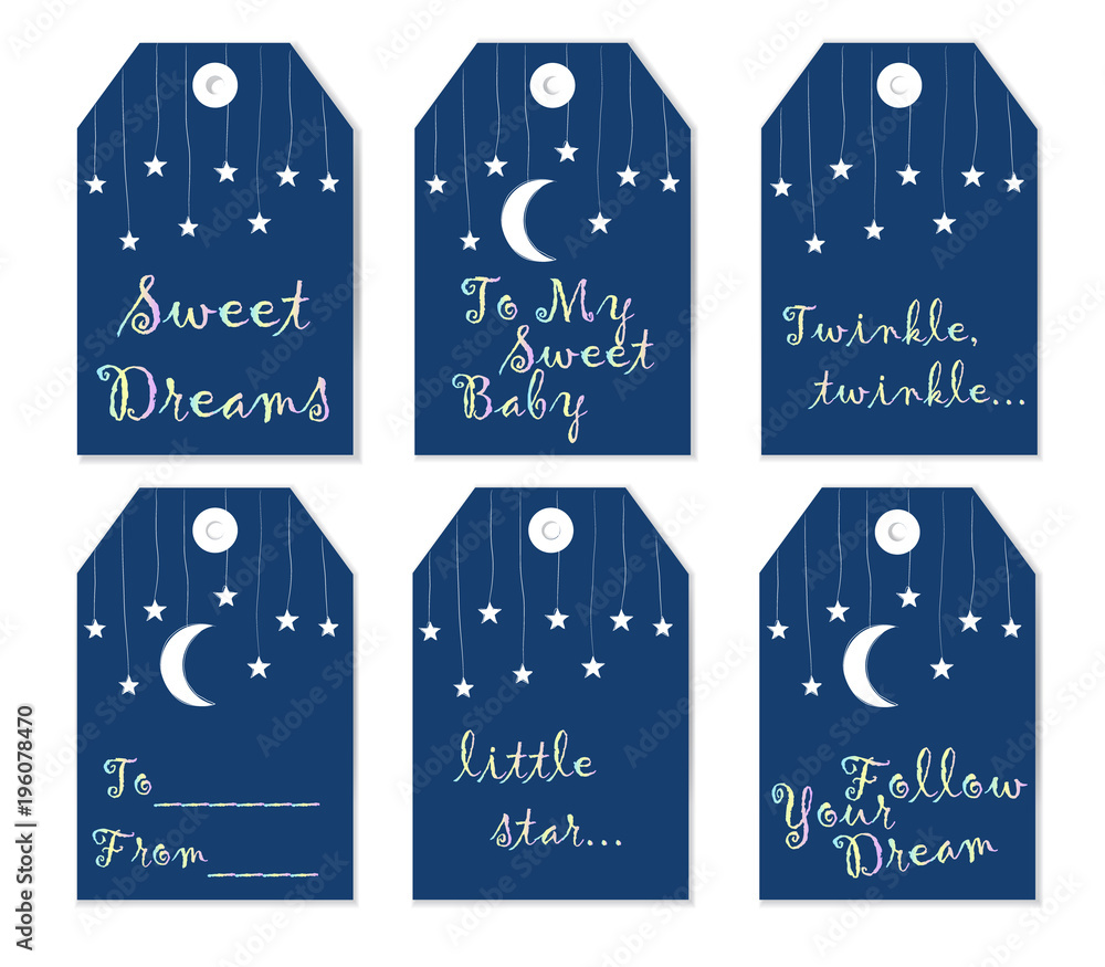 Collection of six cute redy-to-use gift tags. Set of 6 printable hand ...