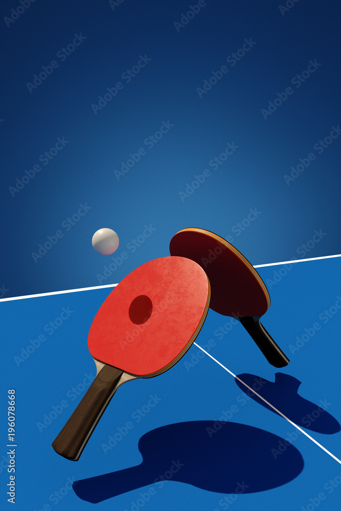 Two table tennis or ping pong rackets and ball tournament poster design ...
