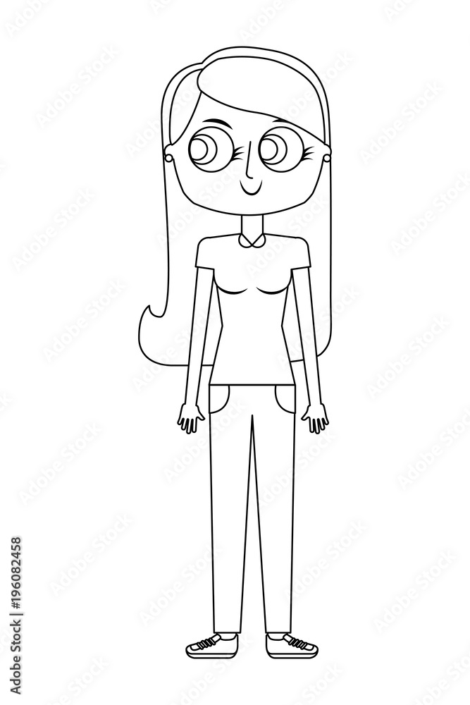 cartoon beauty mother standing character vector illustration thin line ...