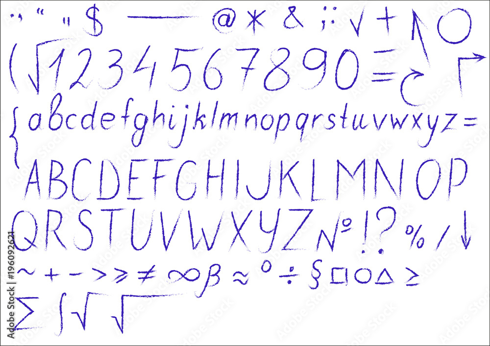 Manual text. Font handwritten. Mathematical signs are written by hand ...