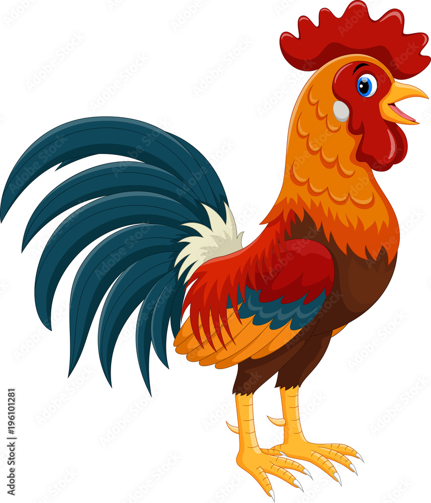 Happy rooster cartoon isolated on white background Stock Vector | Adobe ...