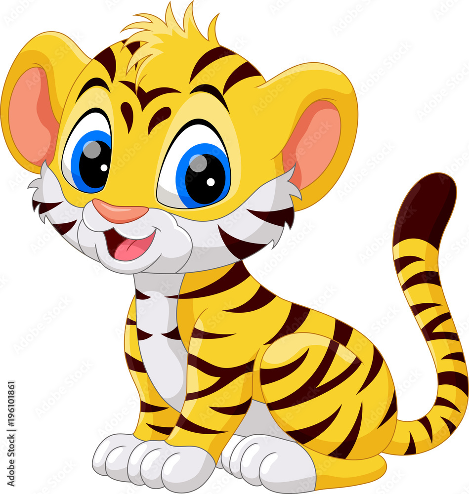 Cute baby tiger cartoon Stock-Vektorgrafik | Adobe Stock