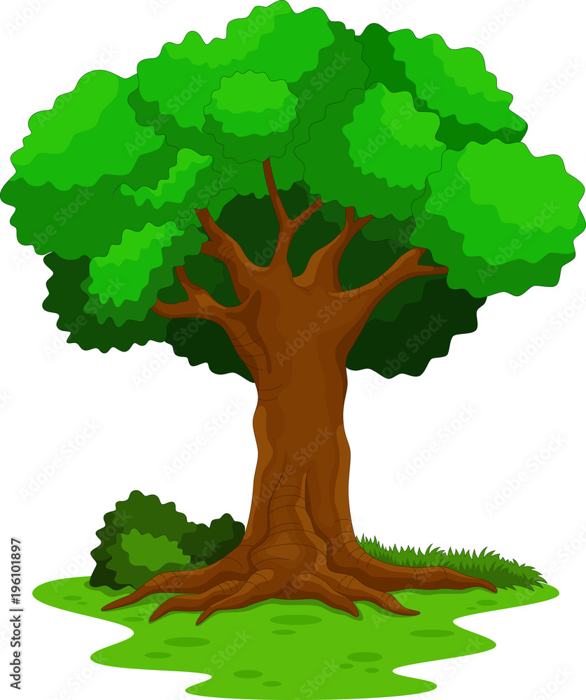 Cartoon Tree and Grass Stock Vector | Adobe Stock