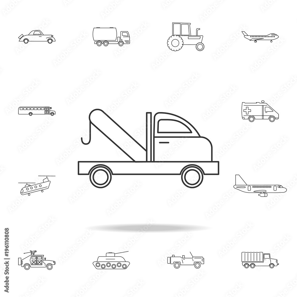 car tow service icon. Detailed set of transport outline icons. Premium ...
