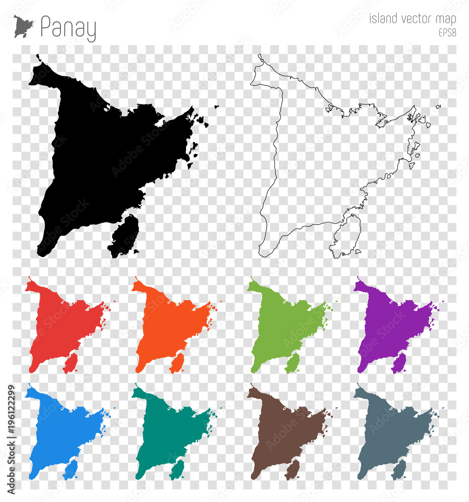 Panay high detailed map. Island silhouette icon. Isolated Panay black ...