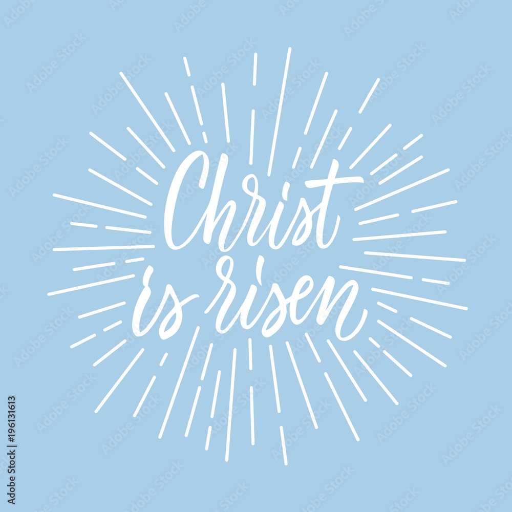 Christian Easter postcard with modern calligraphy with rays of light ...