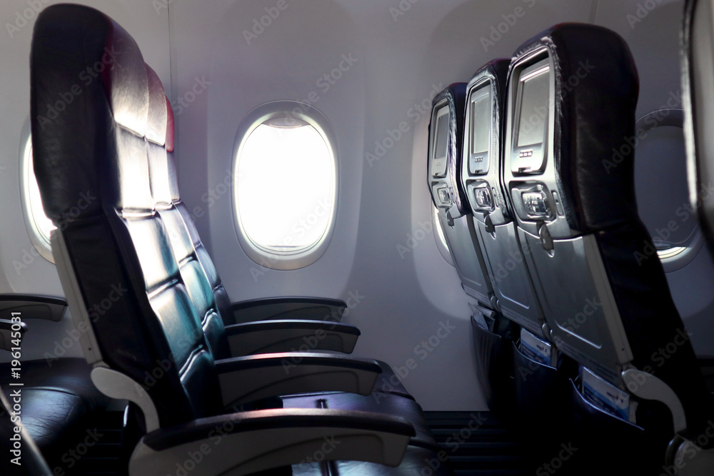 Side view of Seats of Airplane Stock Photo | Adobe Stock