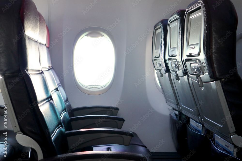 Side view of Seats of Airplane Stock Photo | Adobe Stock