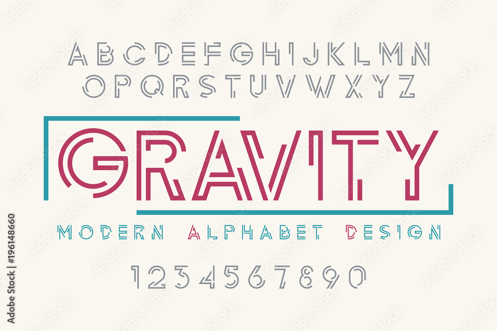 Modern display font design, alphabet, character set, typography Stock ...