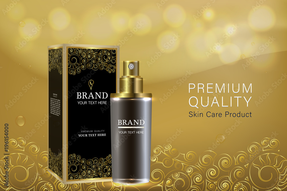 Black and gold packaging design with advertising background ready to ...