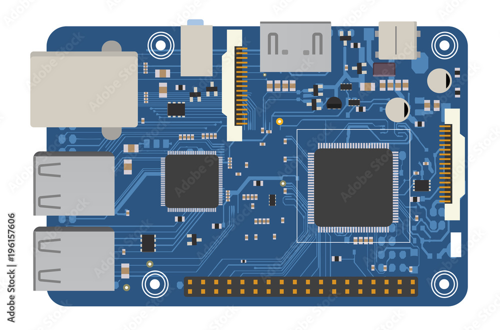 Poster DIY electronic mega board with a microprocessor, interfaces, LEDs, connectors, a – Wall ...