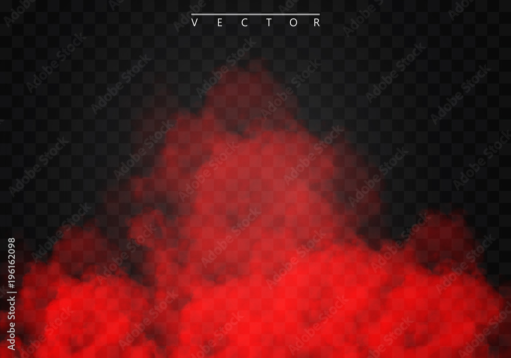 Red Fog or smoke color isolated transparent special effect. White ...