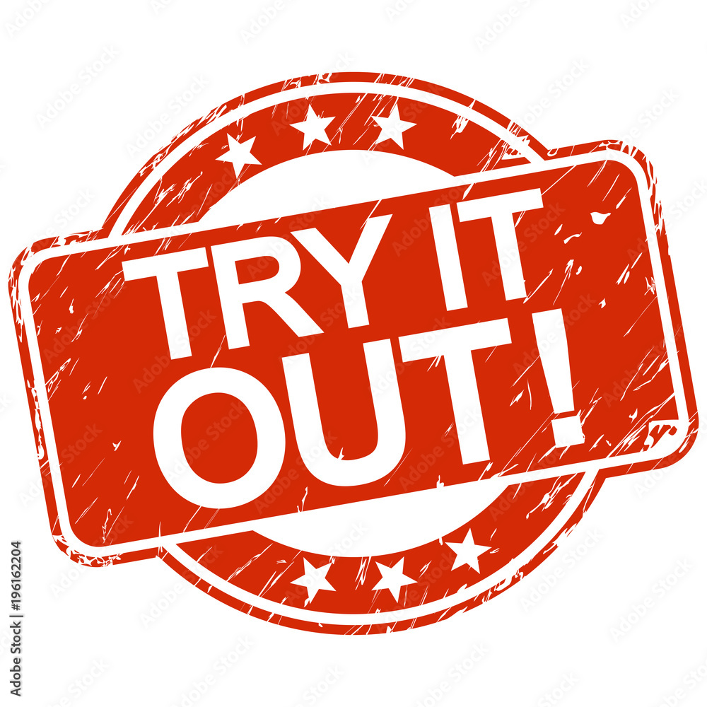 red scratched stamp try it out Stock ベクター | Adobe Stock