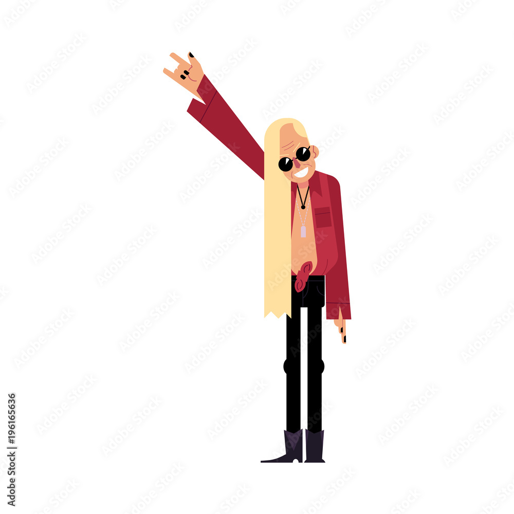 Old rock musician, singer, band leader in extravagant suit, cartoon ...