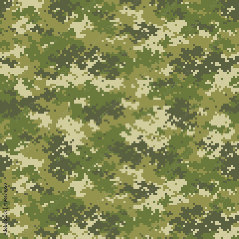 Camouflage seamless pattern. Pixel camo, repeat print. Vector ...