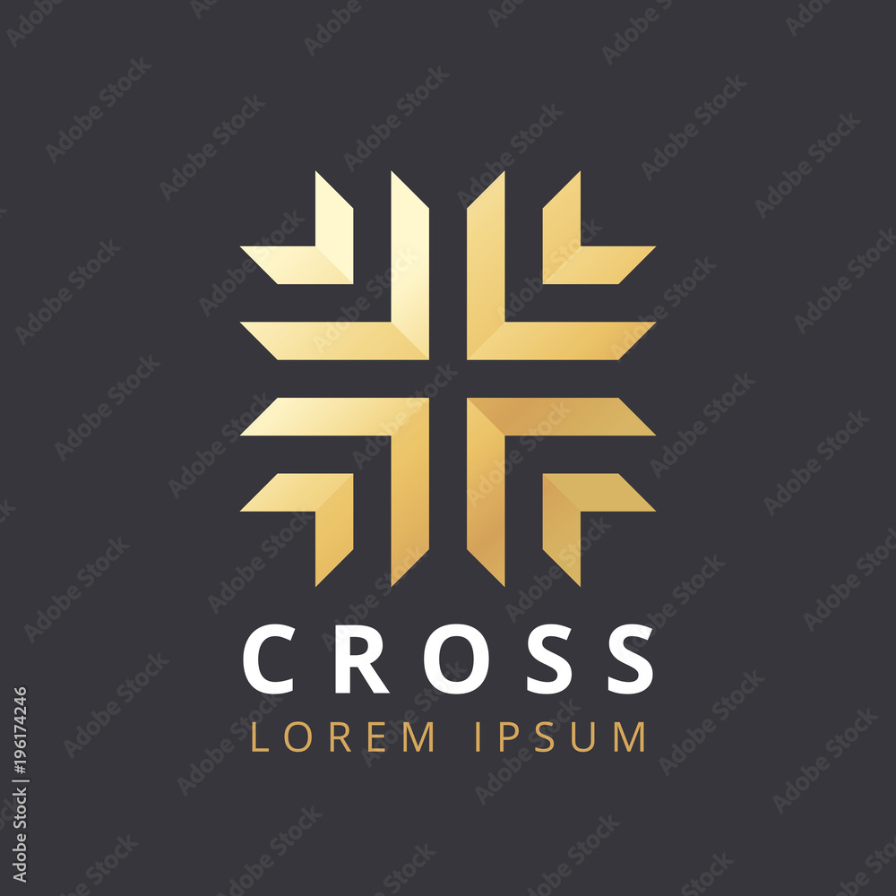 Abstract premium linear vector logo with a cross. Abstract geometric ...