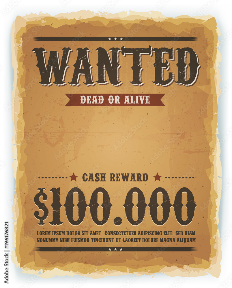 Wanted Poster On Vintage Paper Background Stock Vector | Adobe Stock