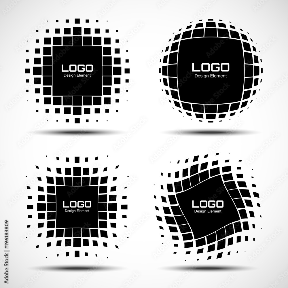 Set of Abstract Halftone Logo Design Elements. Vector illustration ...