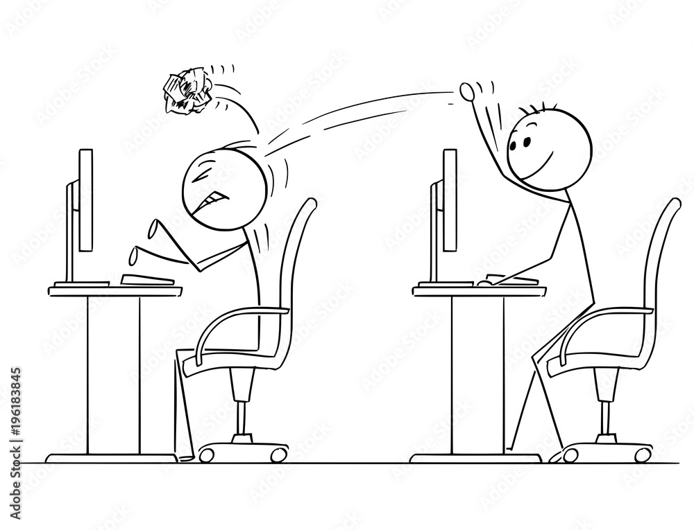 Cartoon stick man drawing conceptual illustration of businessman ...