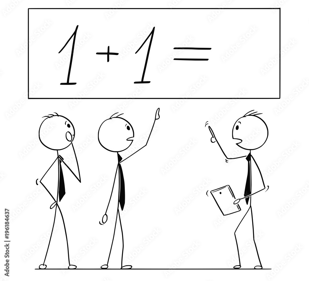 Cartoon stick man drawing conceptual illustration of business team or ...