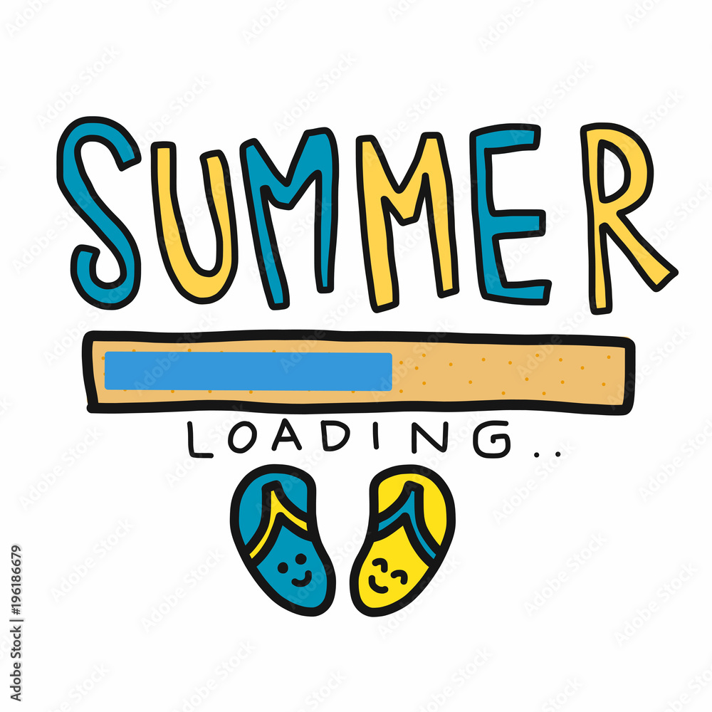 Summer loading and sandal cartoon vector illustration Stock Vector ...