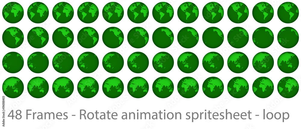 Globe rotation animation sprite sheet loop animation, Globe rotation ...