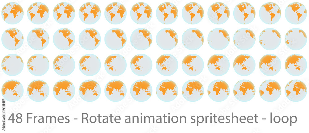 Globe rotation animation sprite sheet loop animation, Globe rotation ...