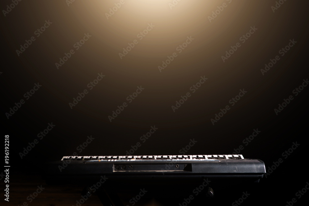 Synthesizer keyboard in the dark background with copy space Stock Photo ...