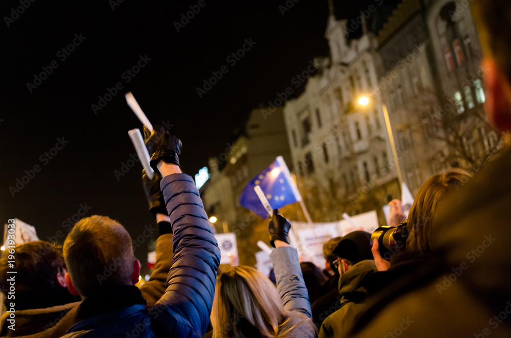 Protesters, activists, demostrants, rebels and angry people demonstrate ...