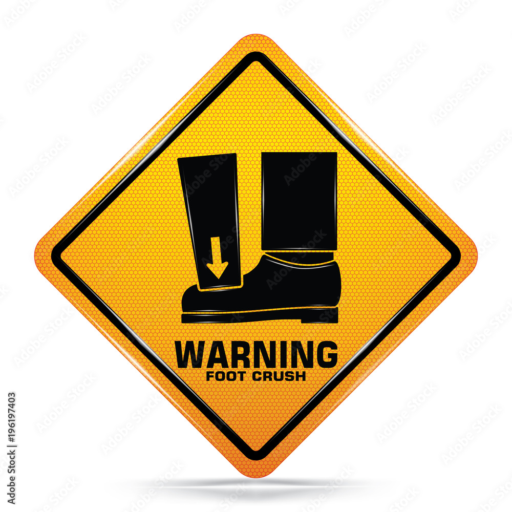International Crushing Of Toes - Foot Hazard Symbol,Yellow Warning ...