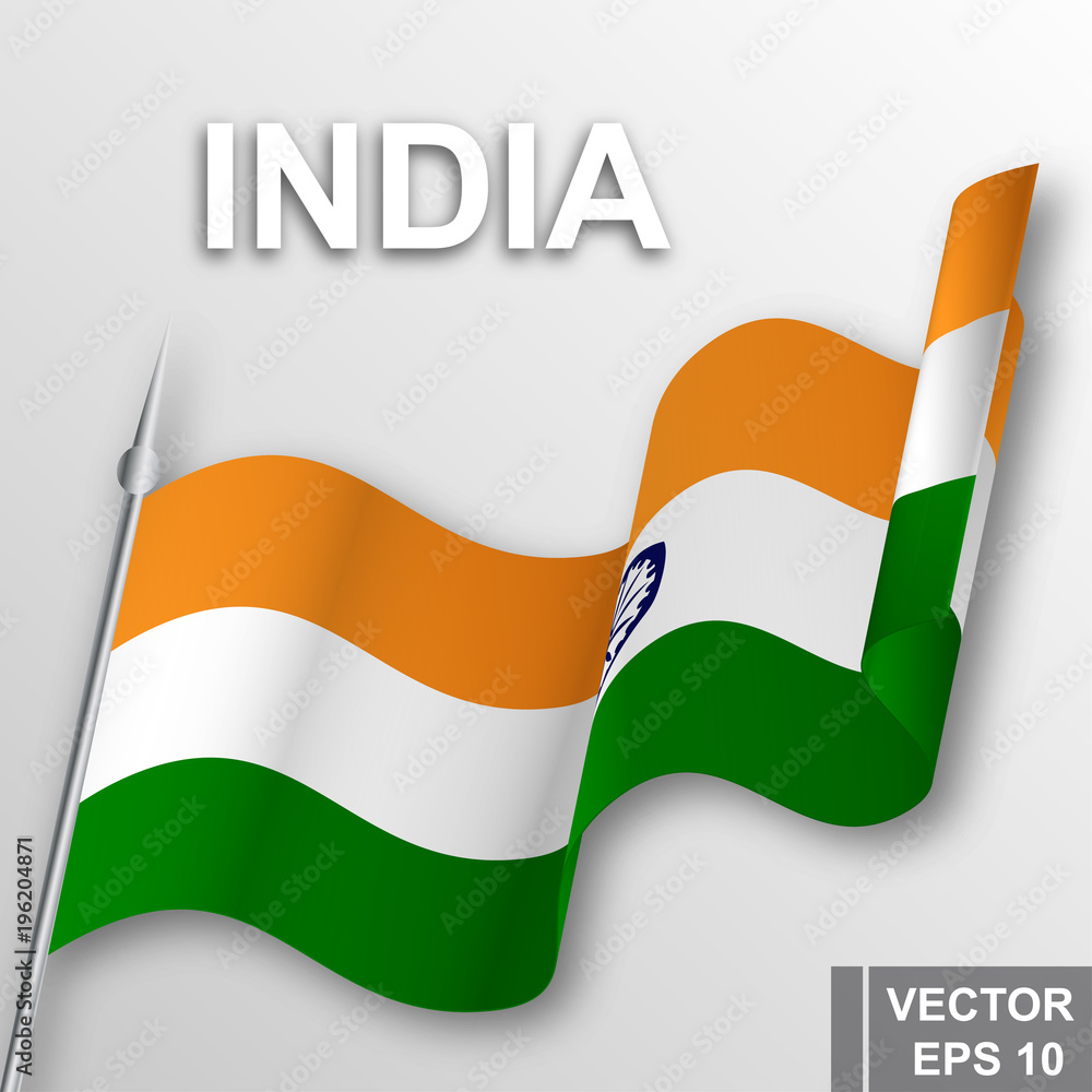 Flag of India. Map. Symbol of the state. For your design. Rectangle ...
