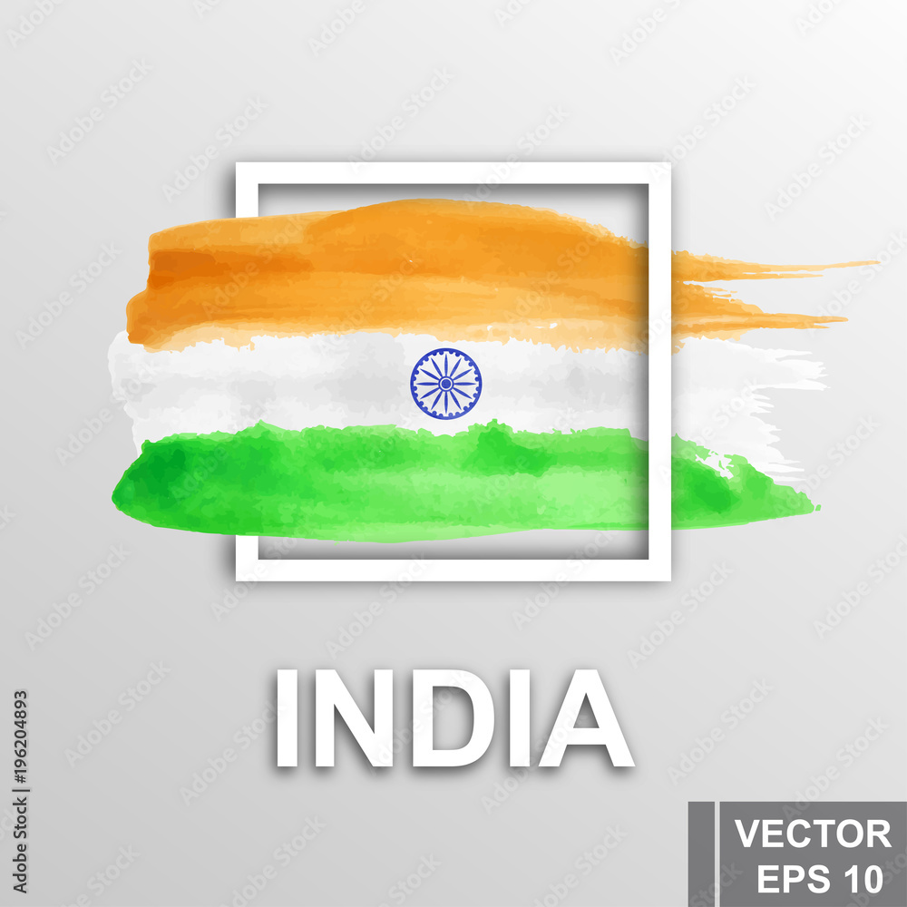 Flag of India. Map. Symbol of the state. For your design. Rectangle ...