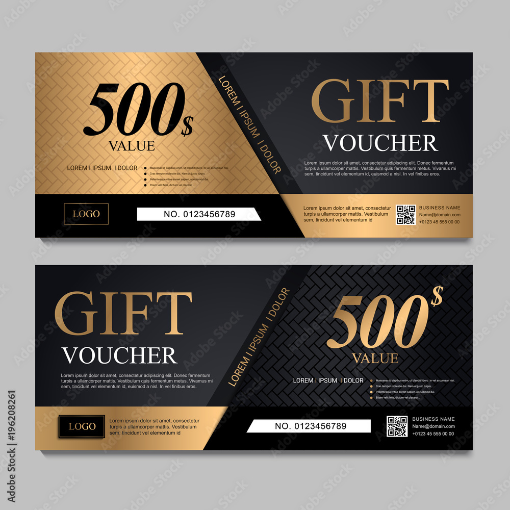 Voucher template with black and gold certificate. Background design ...