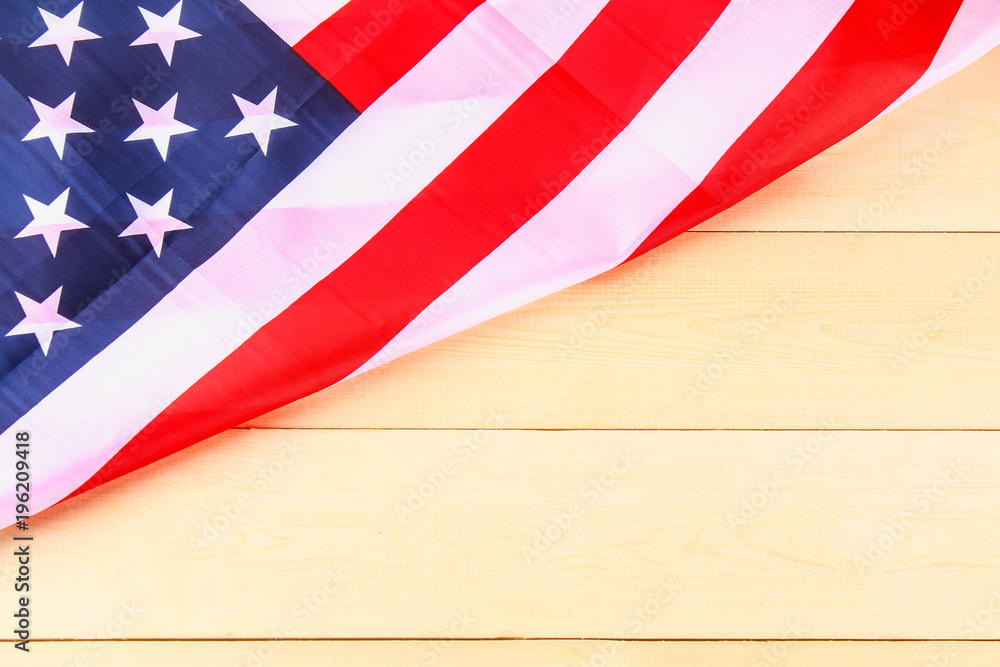 American Flag Over Whitewashed Wood Background For United States ...